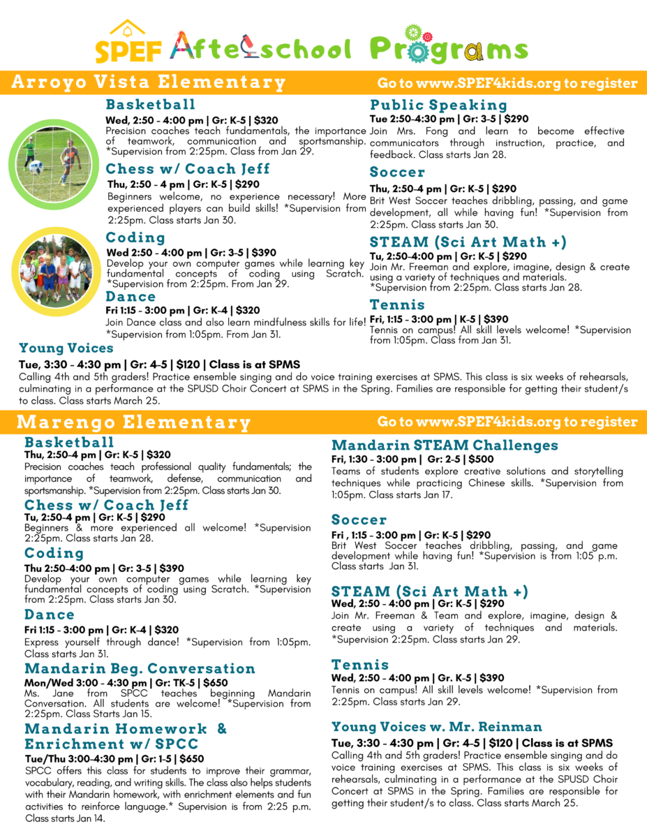 Afterschool Classes – SPEF Online