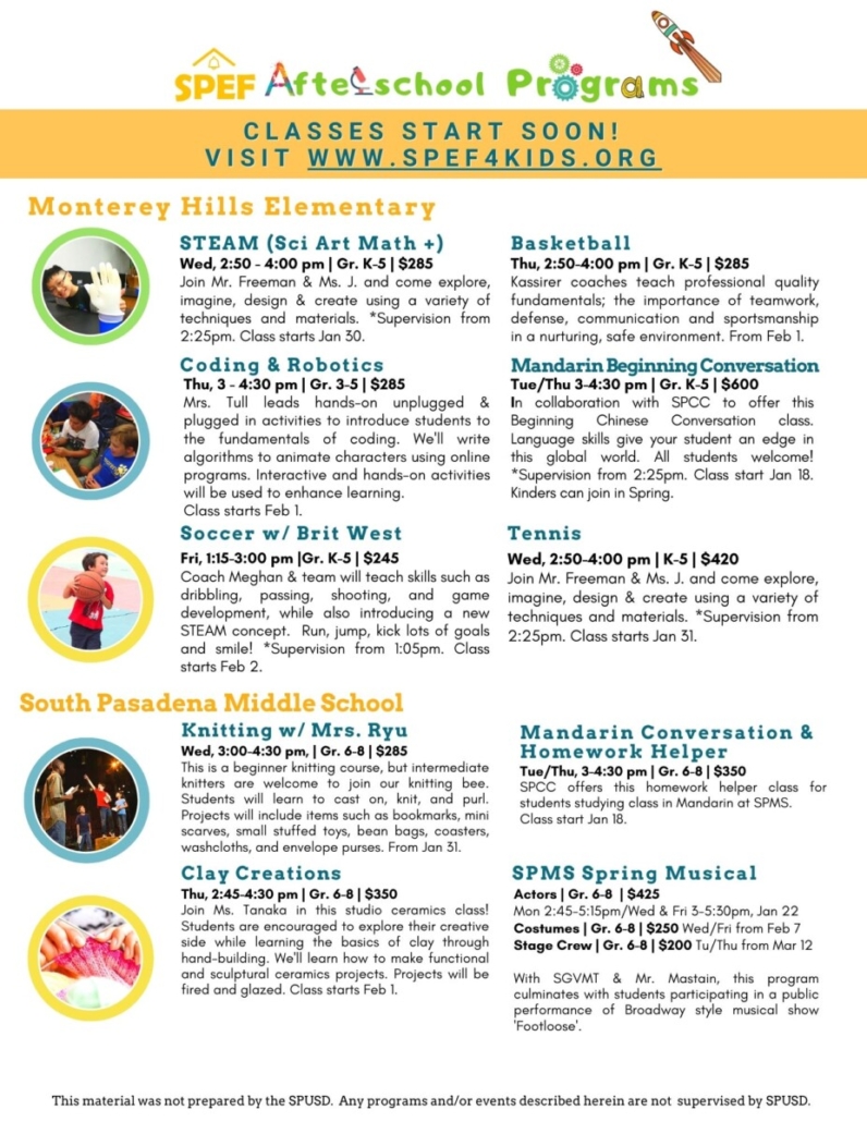 Afterschool Classes – SPEF Online